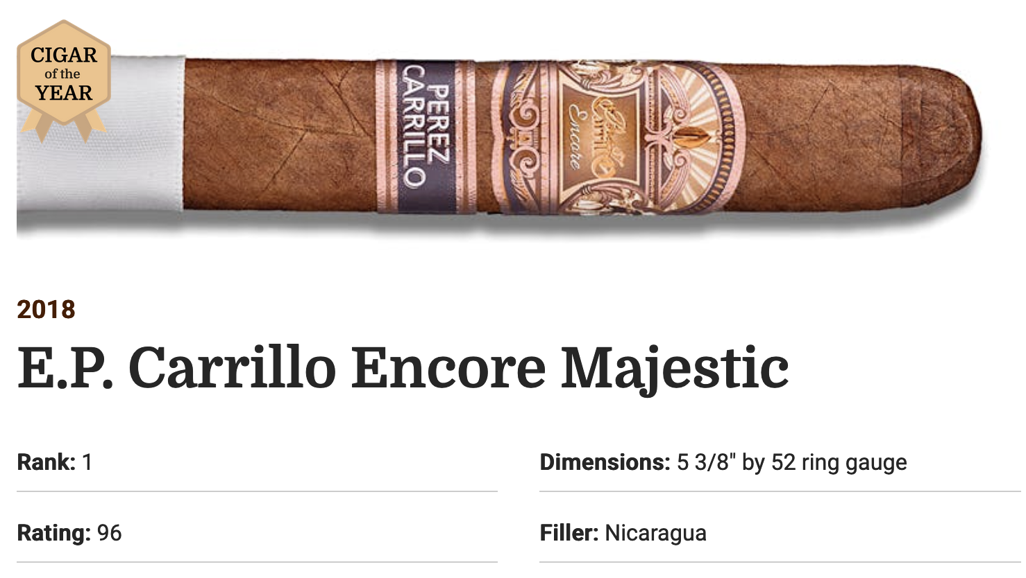 Cigare E.P. Carrillo Encore Majestic | TABASHOP Montreux